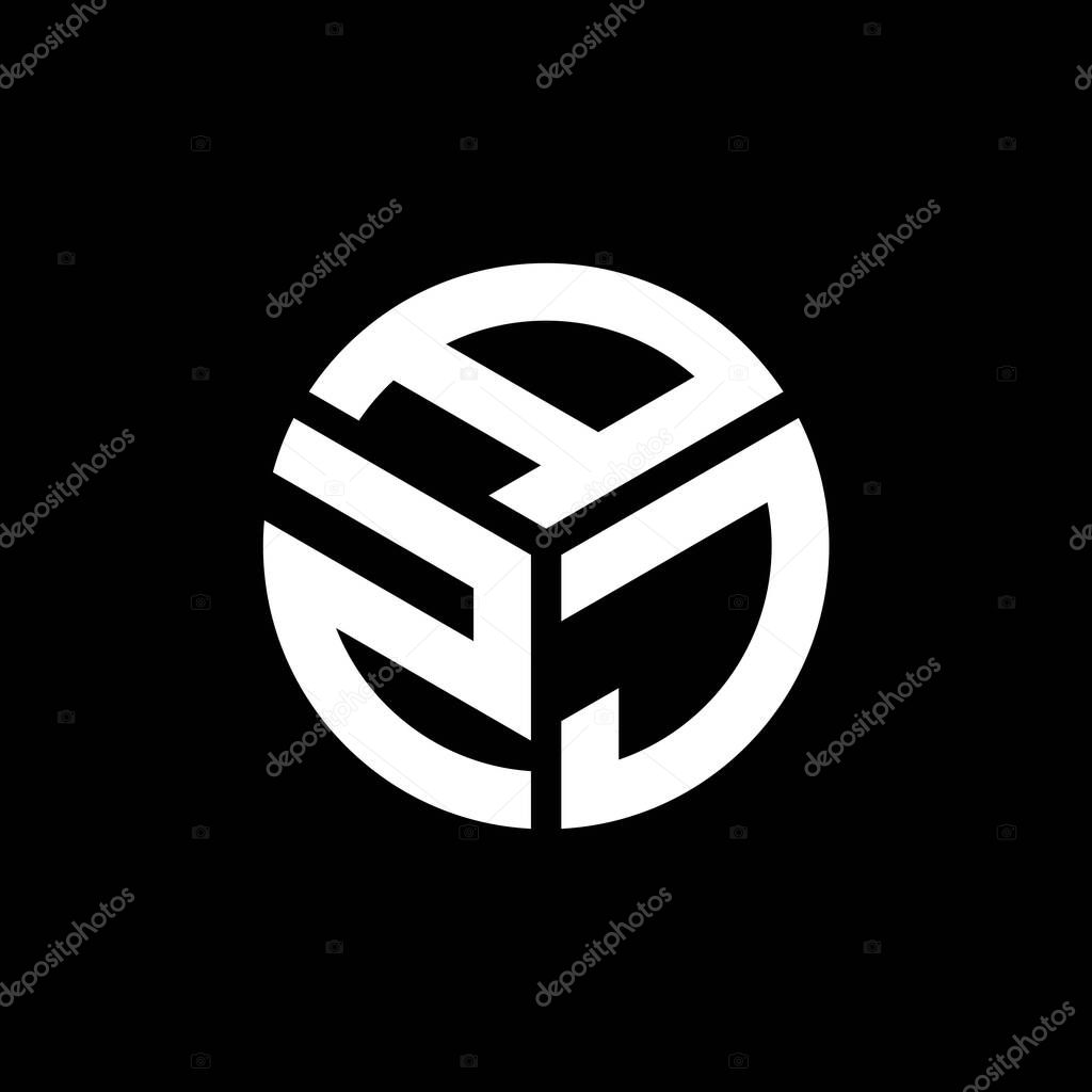 Diseño del logotipo de la letra AZJ sobre fondo negro. AZJ iniciales creativas letra logo ...