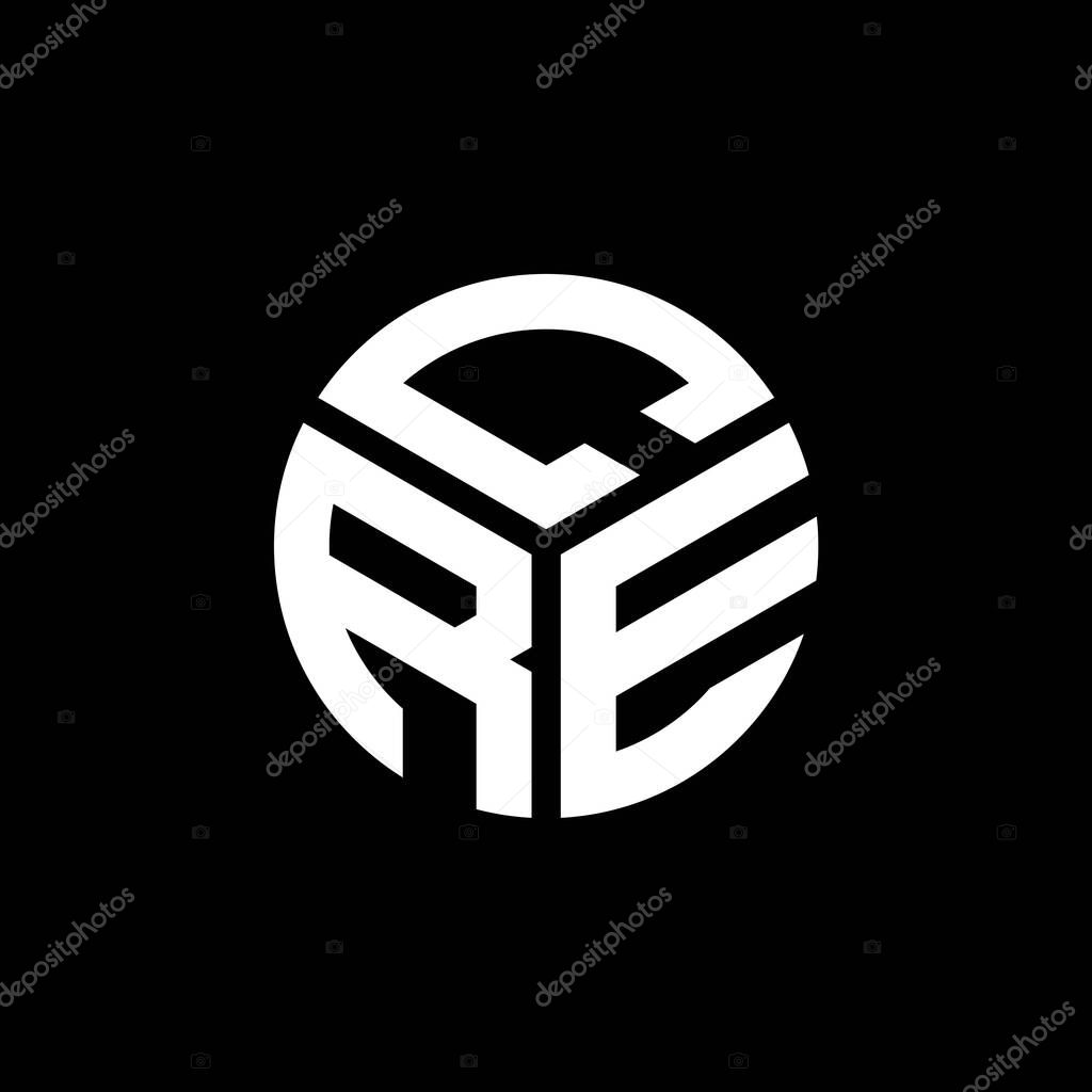 Diseño del logotipo de la letra CRE sobre fondo negro. CRE iniciales creativas letra logo ...