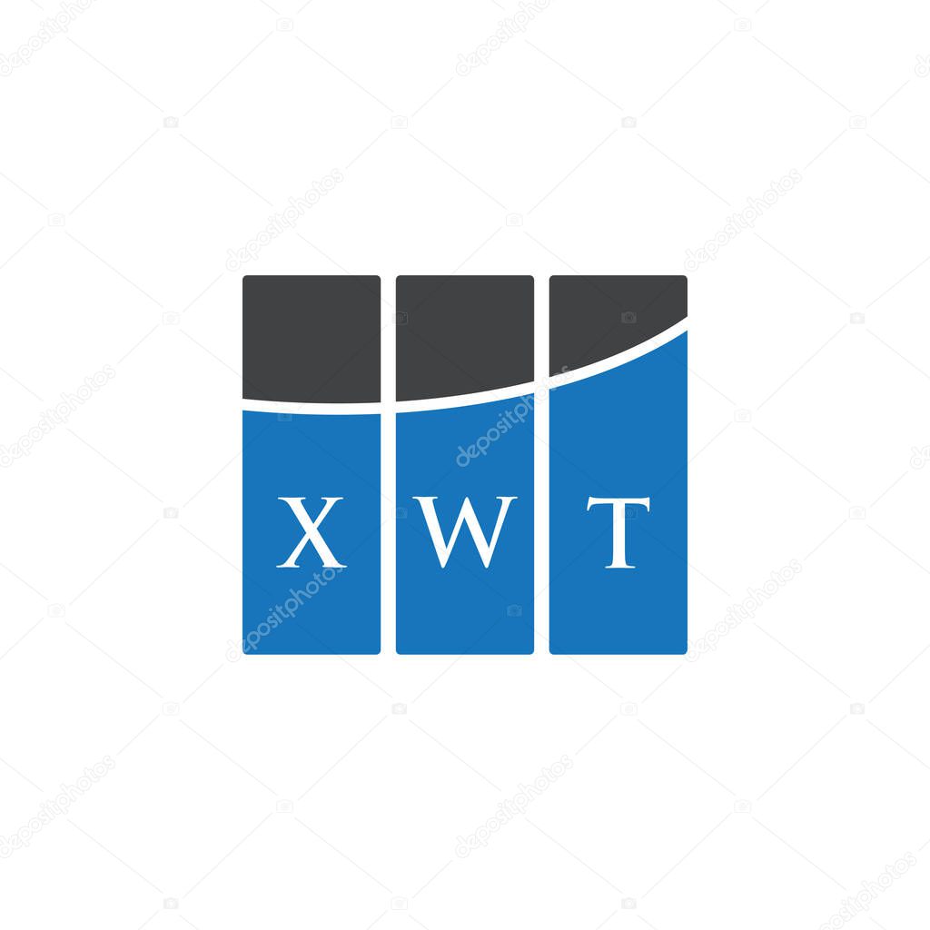 Diseño del logotipo de la letra XWT sobre fondo blanco. XWT iniciales creativas letra logo ...