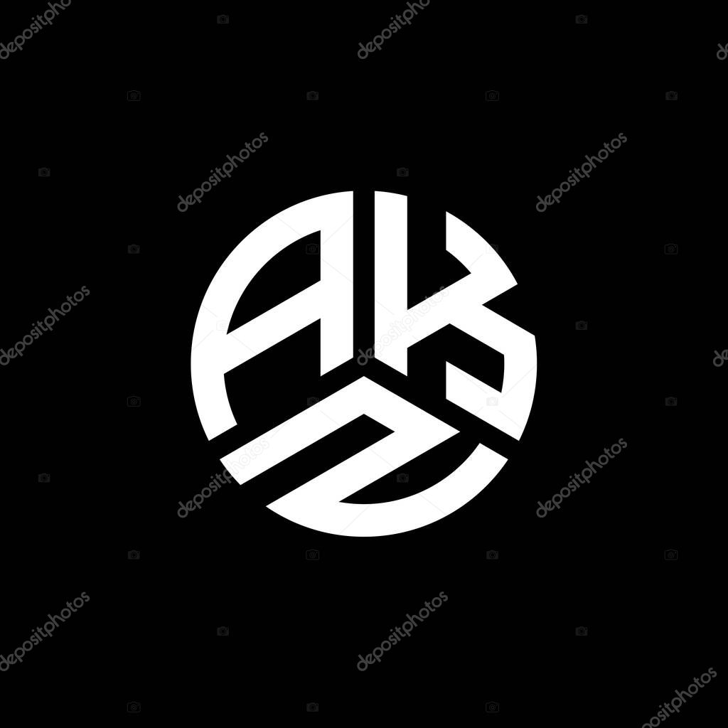 Diseño del logotipo de la letra AKZ sobre fondo blanco. AKZ iniciales creativas letra logo ...