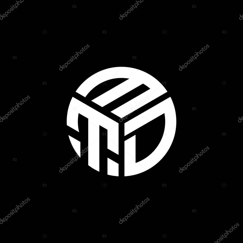 Diseño del logotipo de la letra MTD sobre fondo negro. MTD iniciales creativas letra logo ...