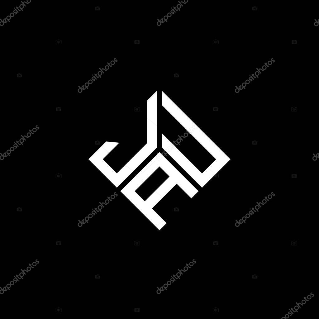 Diseño del logotipo de la letra JAU sobre fondo negro. JAU iniciales creativas letra logo ...