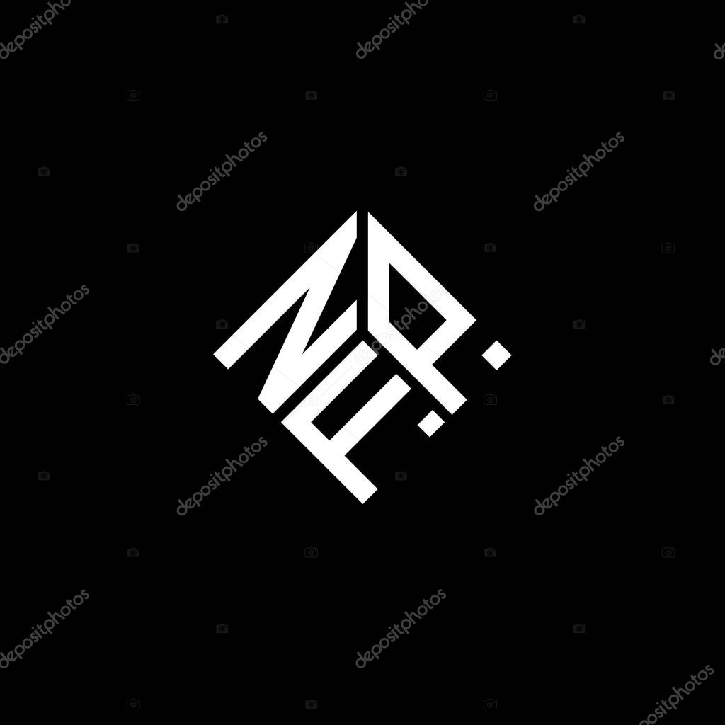 Diseño del logo de la carta NFP sobre fondo negro. NFP iniciales ...