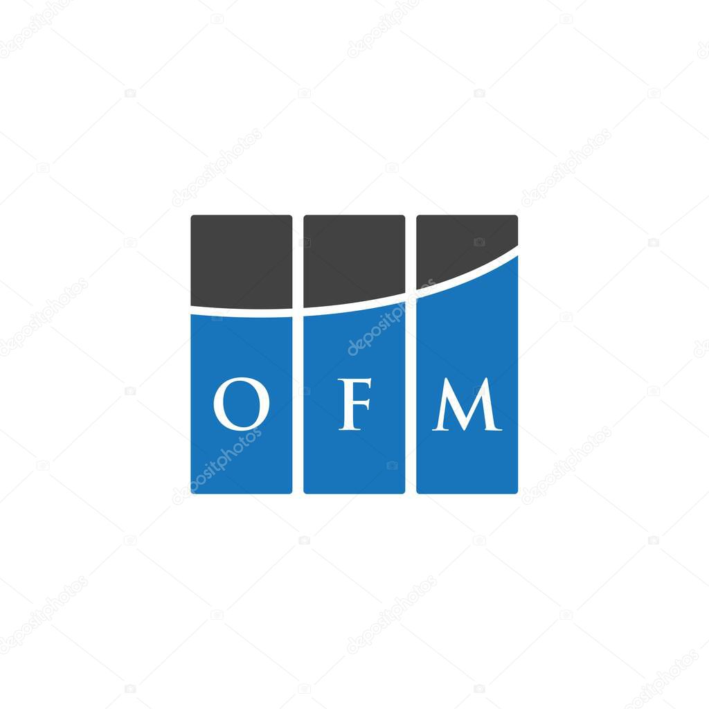 Diseño del logotipo de la letra OFM sobre fondo blanco. OFM iniciales ...