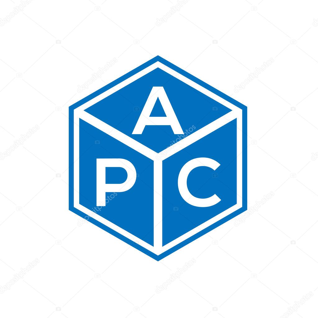 Diseño del logotipo de la letra APC sobre fondo negro. Concepto de logo ...