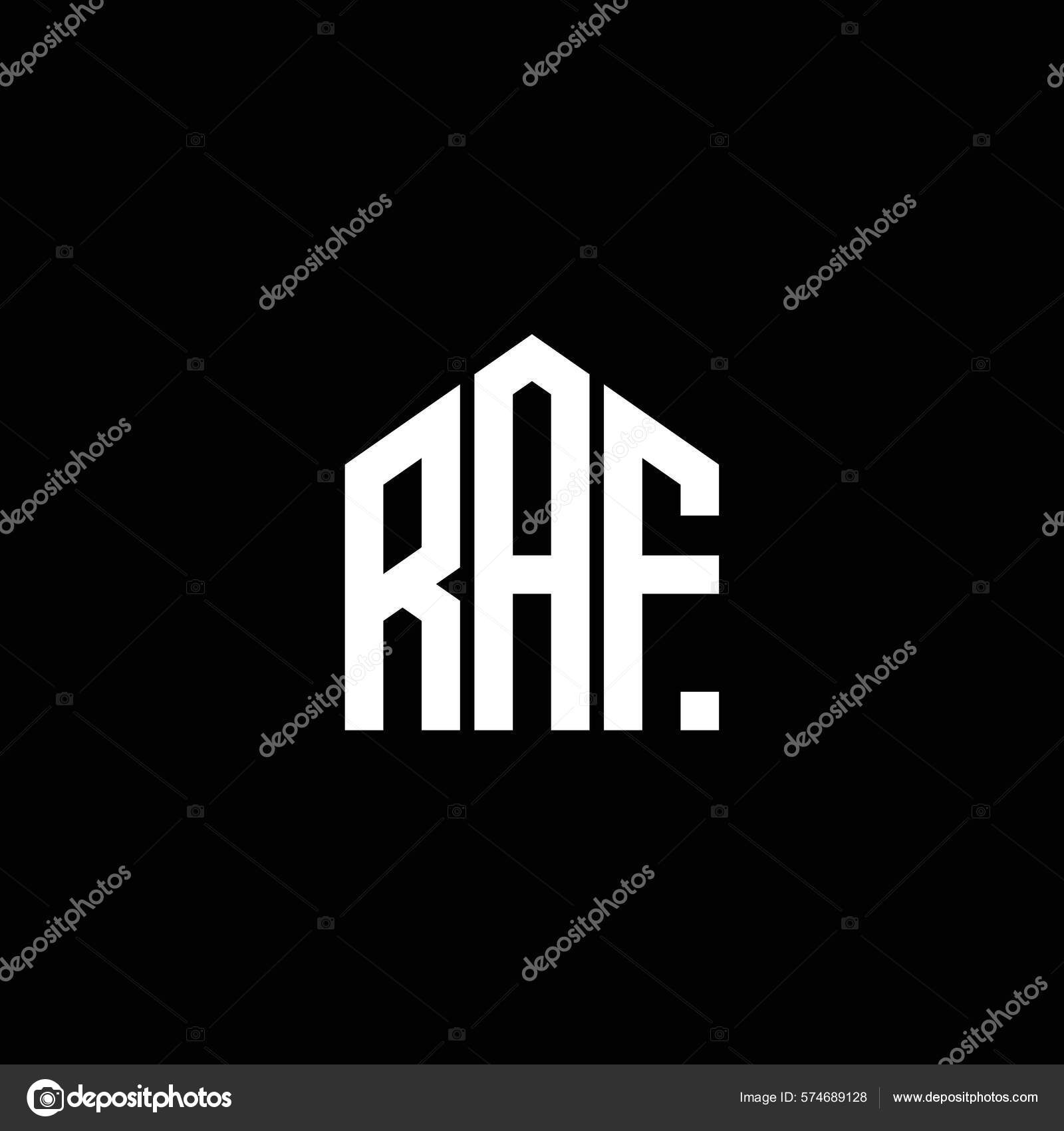 Raf Letter Logo Design Black Background Raf Creative Initials Letter ...