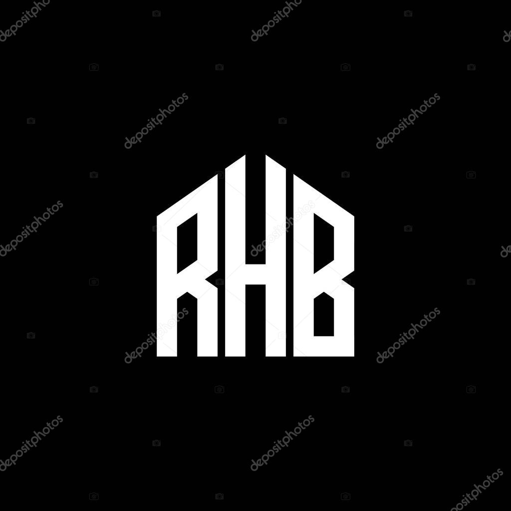 Diseño del logotipo de la letra RHB sobre fondo negro. RHB iniciales creativas letra logo ...