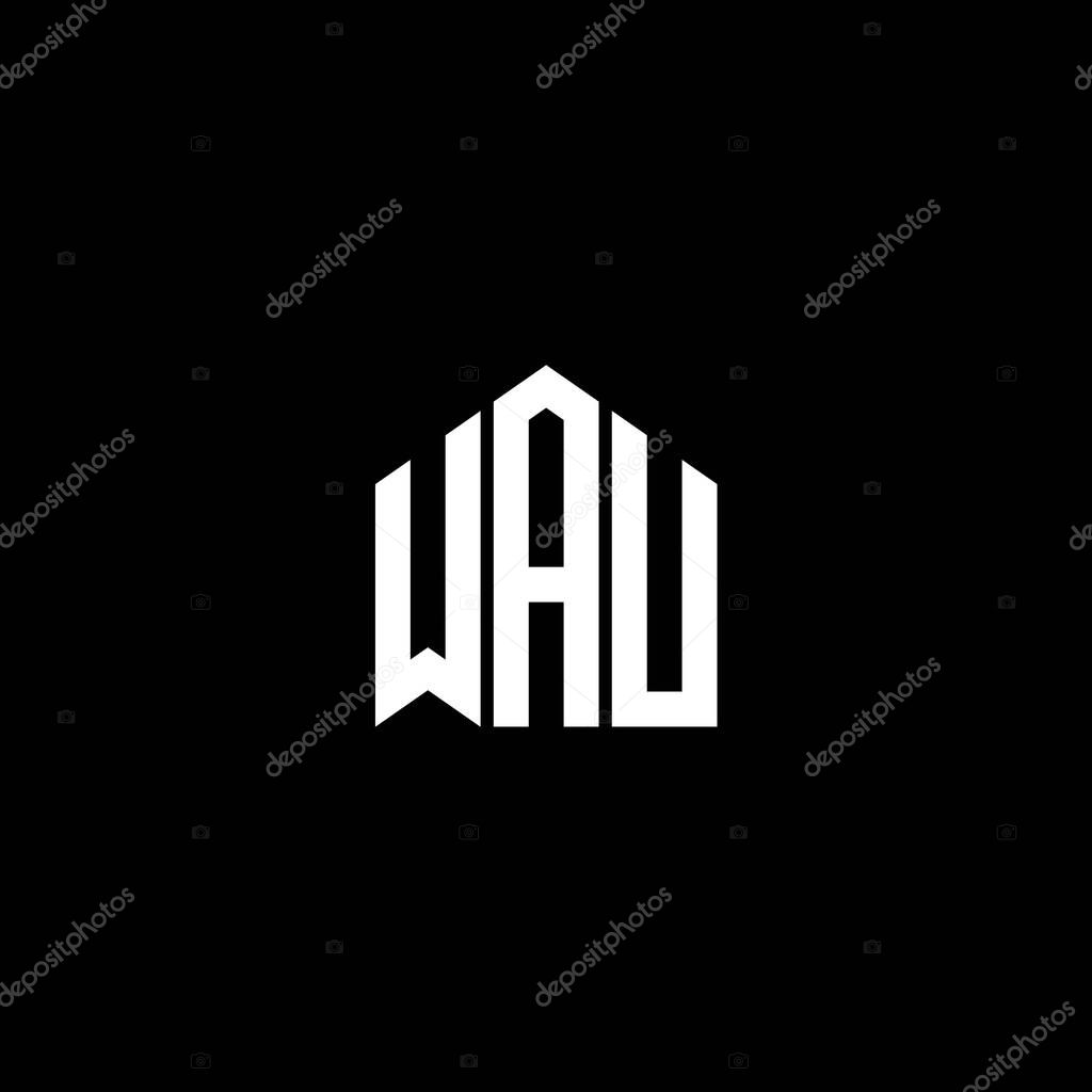 Diseño del logotipo de la letra WAU sobre fondo negro. WAU iniciales ...