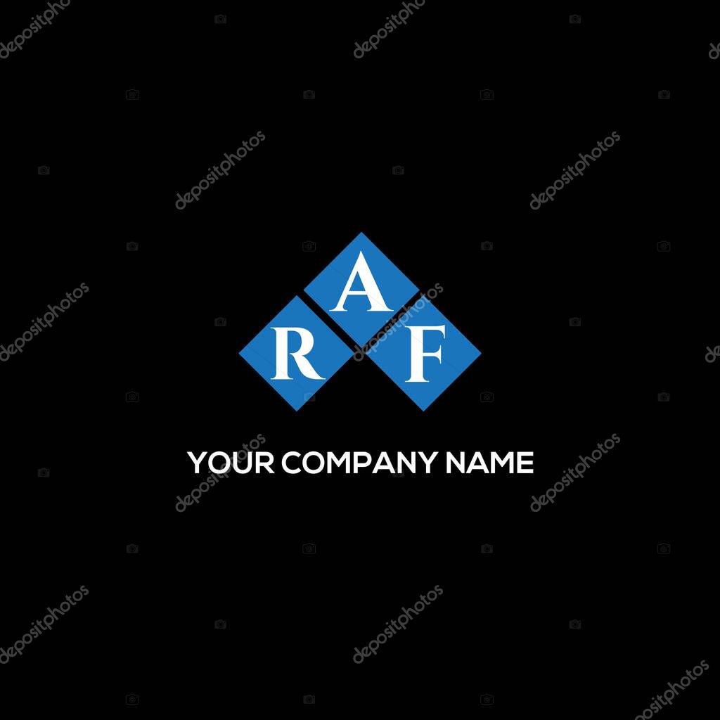 Dise o del logotipo de la letra RAF sobre fondo negro. RAF iniciales ...