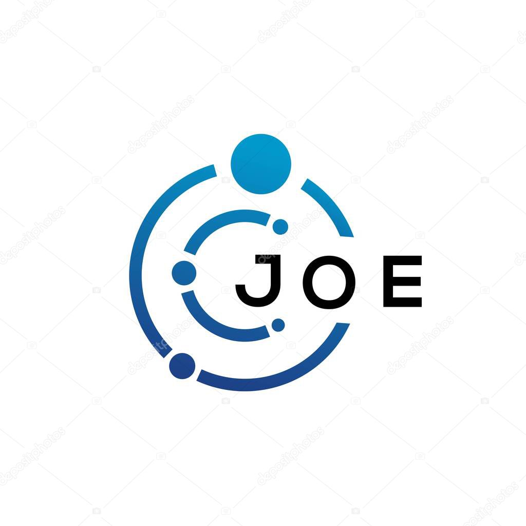 JOE diseño del logotipo de la tecnología de letras sobre fondo blanco ...