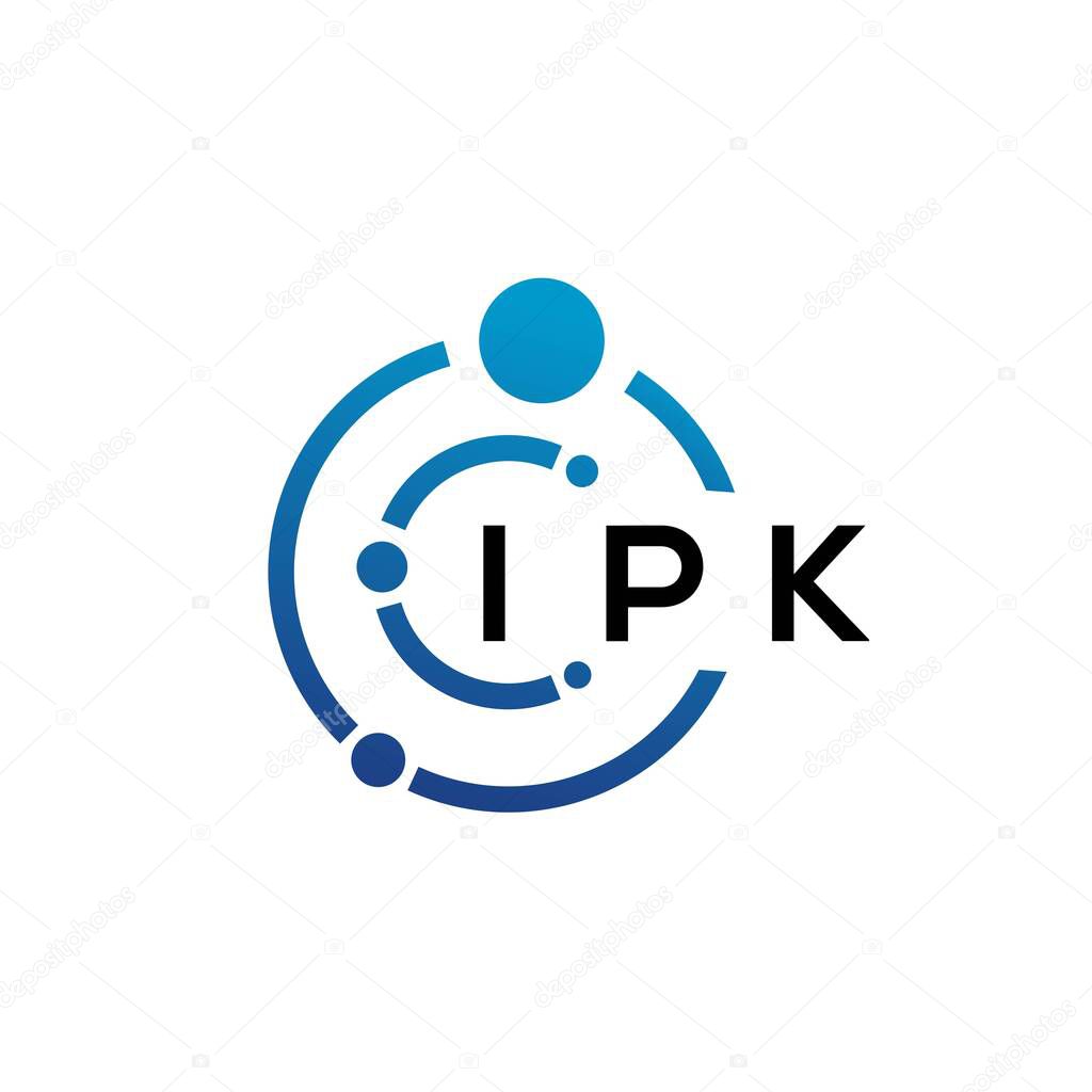 Diseño del logotipo de la tecnología de letras IPK sobre fondo blanco ...