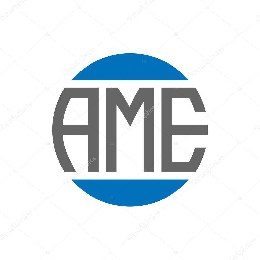 Diseño del logotipo de la letra AME sobre fondo blanco. AME iniciales ...