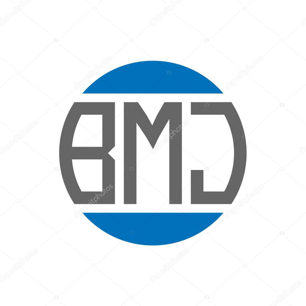 Diseño del logotipo de la letra BMJ sobre fondo blanco. BMJ iniciales creativas círculo concepto ...