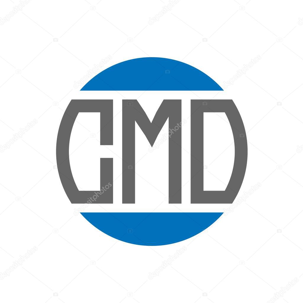 Diseño del logotipo de la letra CMD sobre fondo blanco. CMD iniciales creativas círculo concepto ...