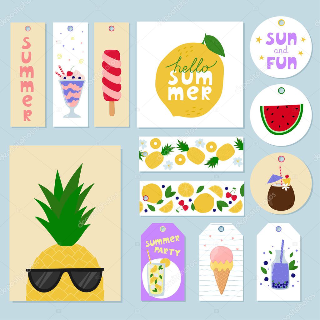 Conjunto de etiquetas de regalo de verano, etiquetas y tarjetas de ...