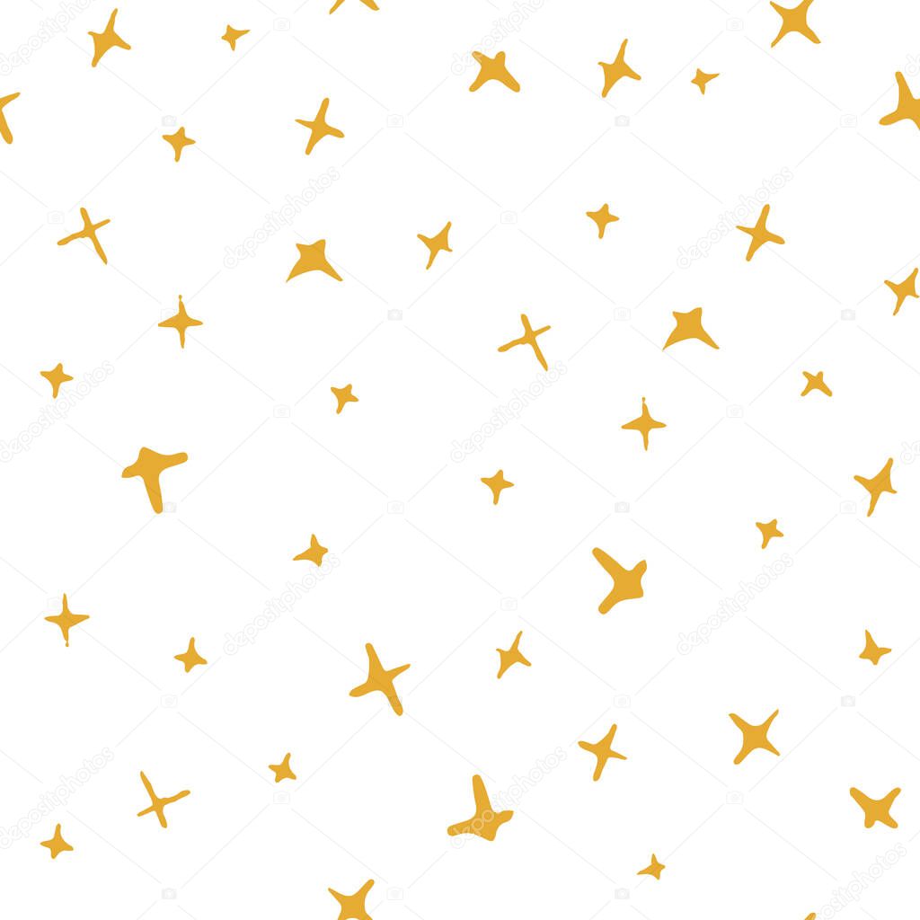 Bright yellow stars on white background pattern. 2023