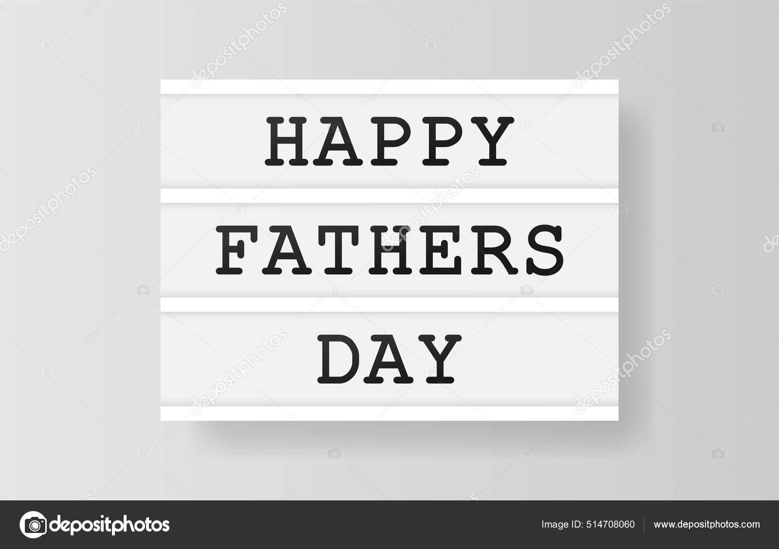 Happy Fathers Day. Retro advertising with retro lightbox on white background. Vector design ...
