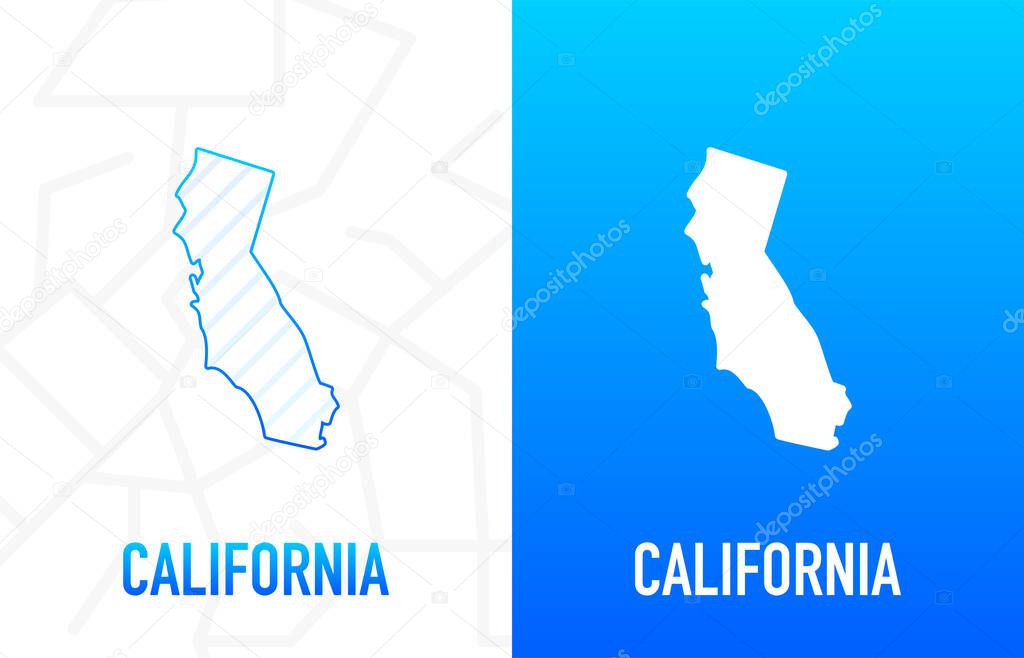 California - Estado de Estados Unidos. Línea de contorno en color ...