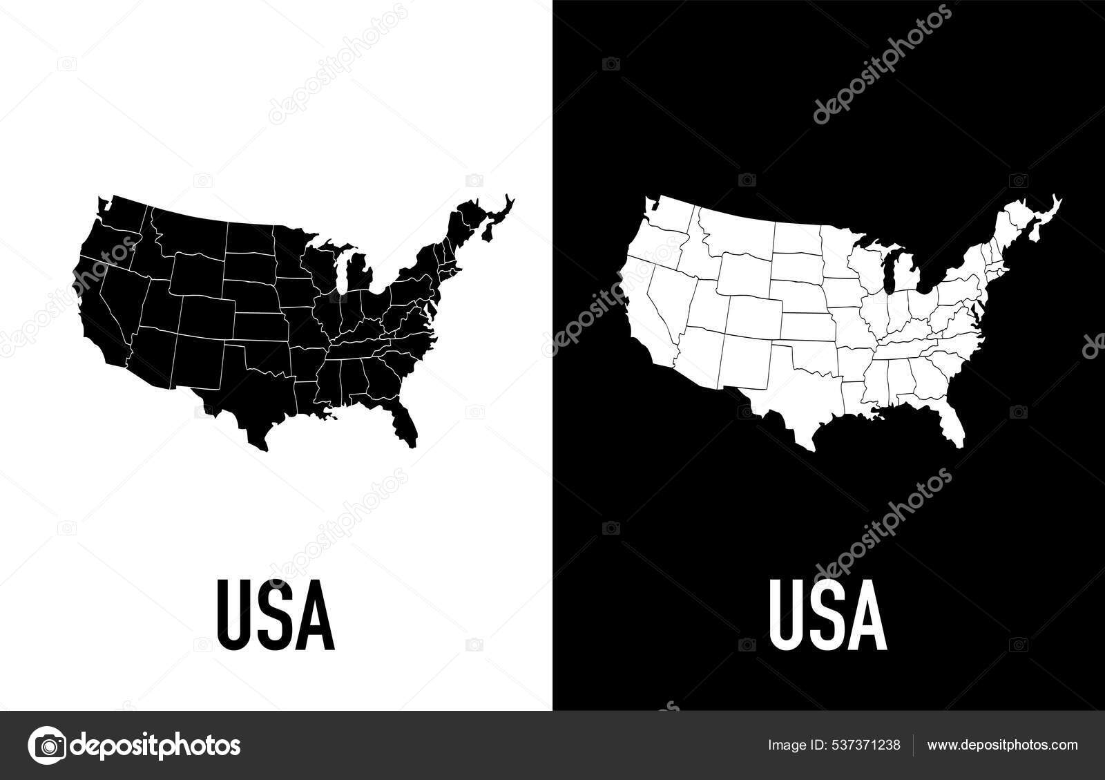 U.S. state. Contour line in white and black color on two face ...