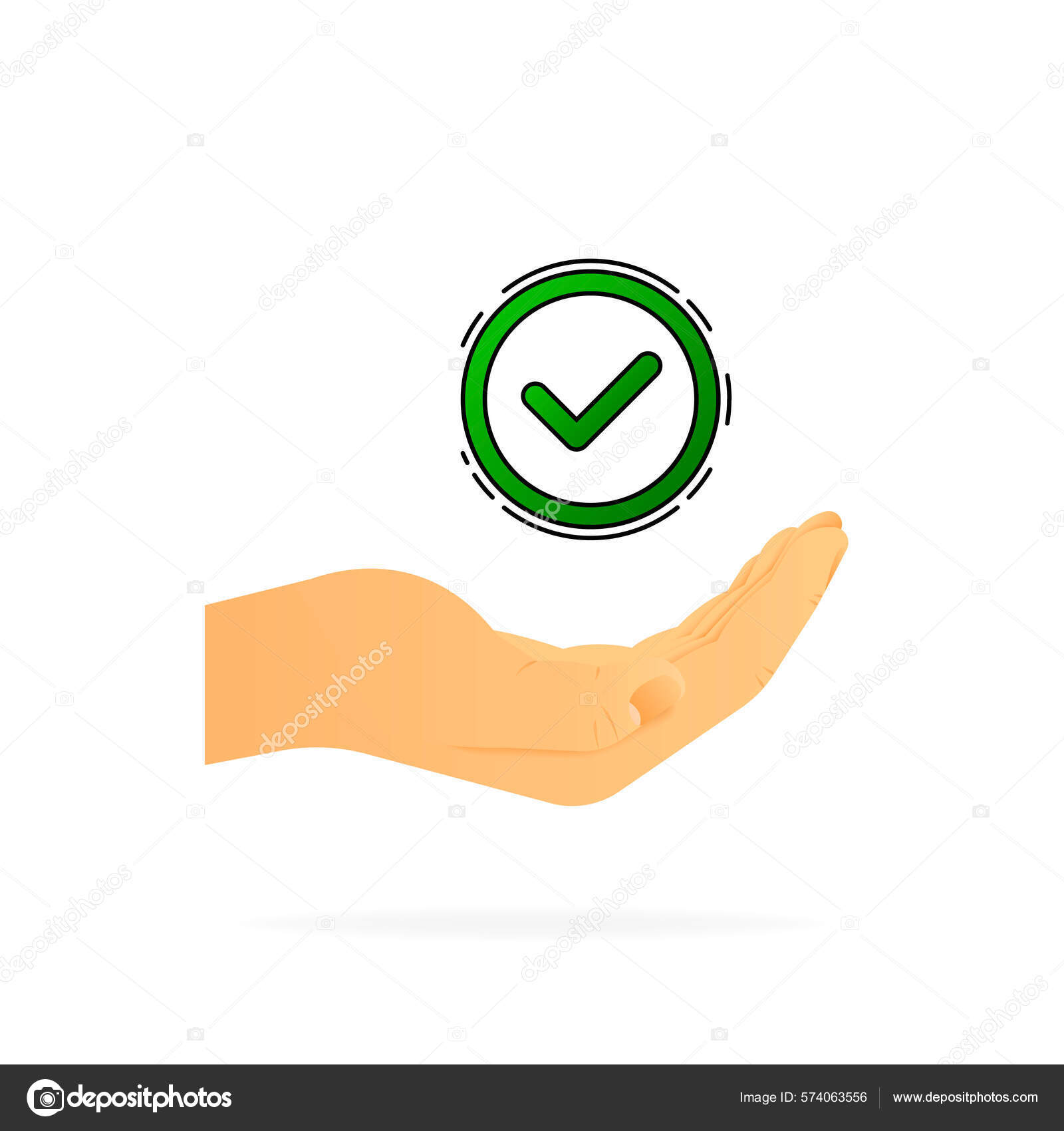 Hand Holding Accept Sign Realistic Hand White Background Vector ...