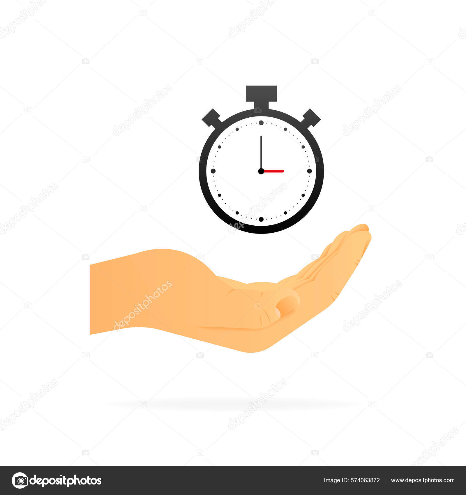 Hand Holding Timer Realistic Hand White Background Vector Illustration ...