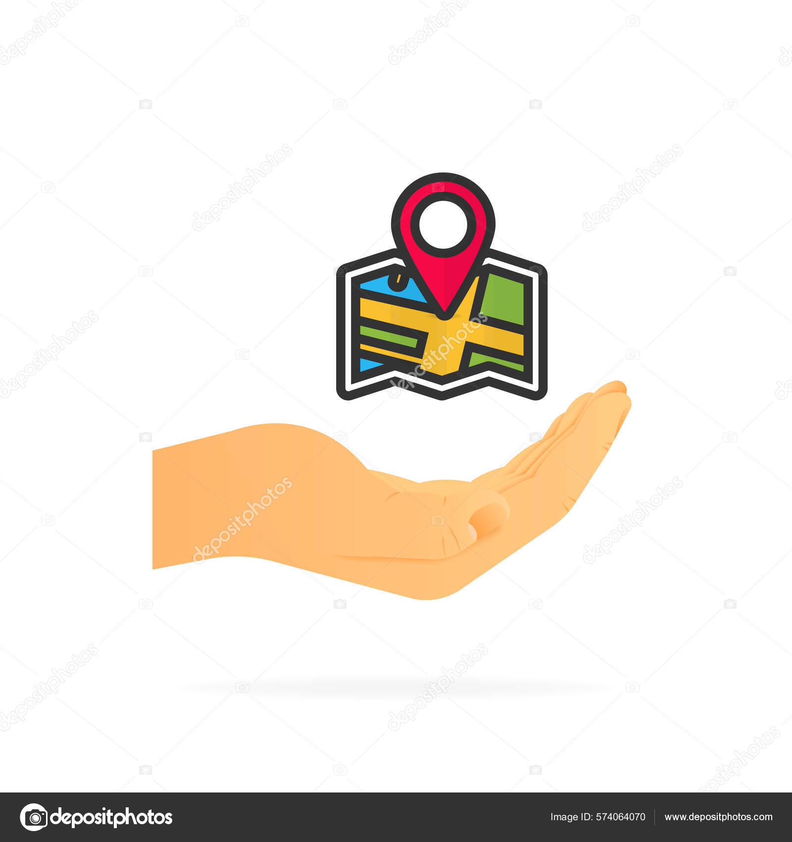 Hand Holding Map Gps Realistic Hand White Background Vector ...