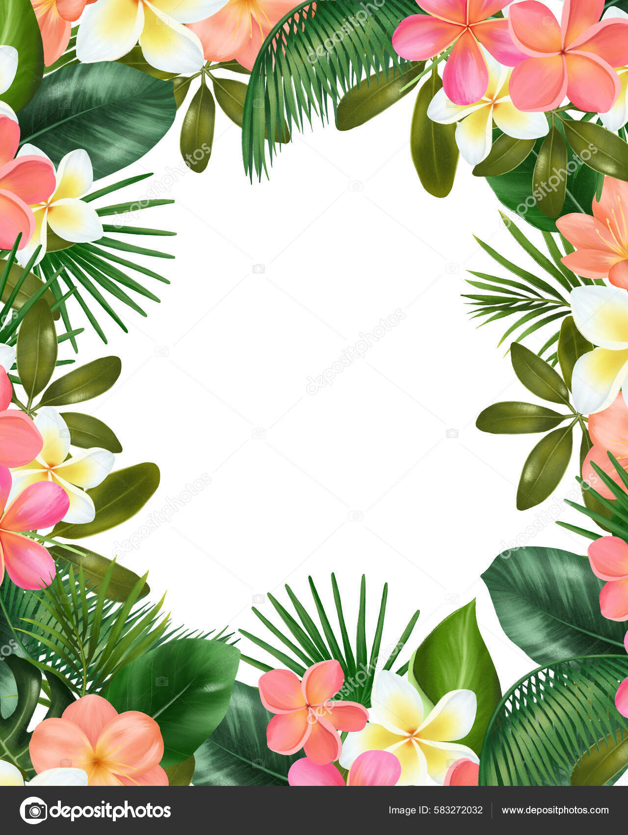 Tropical Floral Border Design Border Template With Tropical Flowers