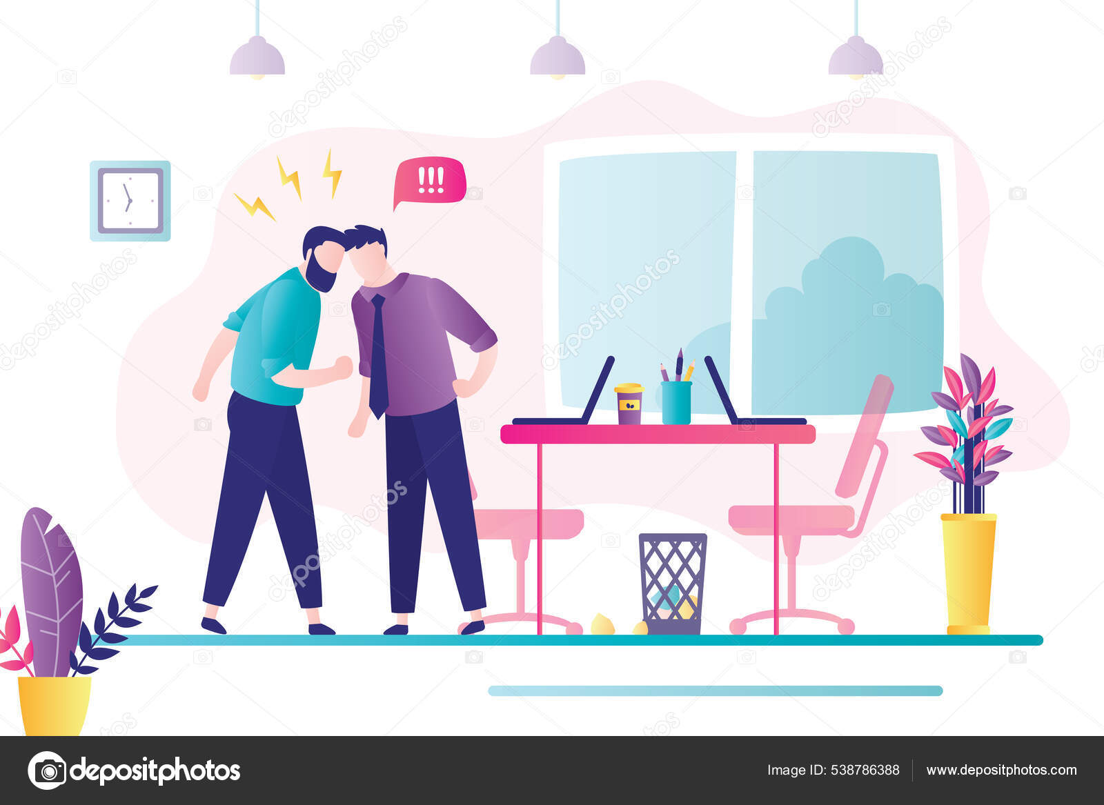 Two Angry Business Workers Conflict Fight Stress Emotions Management ...