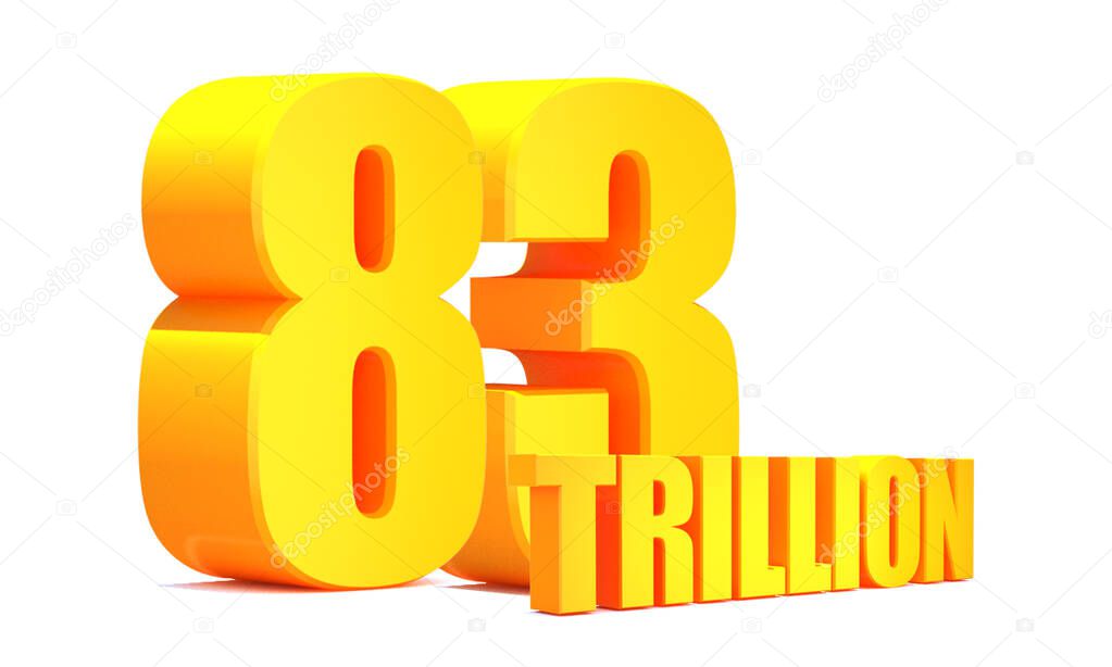 Oro 83 billones de vistas palabra sobre fondo blanco.3d ilustración 2022
