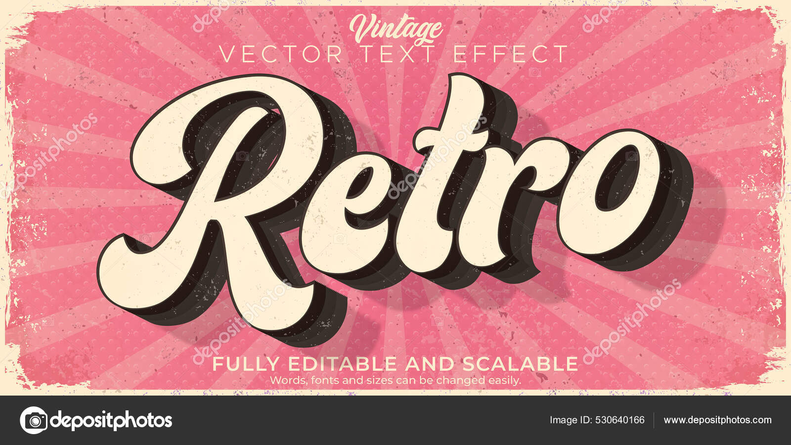 Retro Vintage Text Effect Editable 70S 80S Text Style Stock Vector by ...