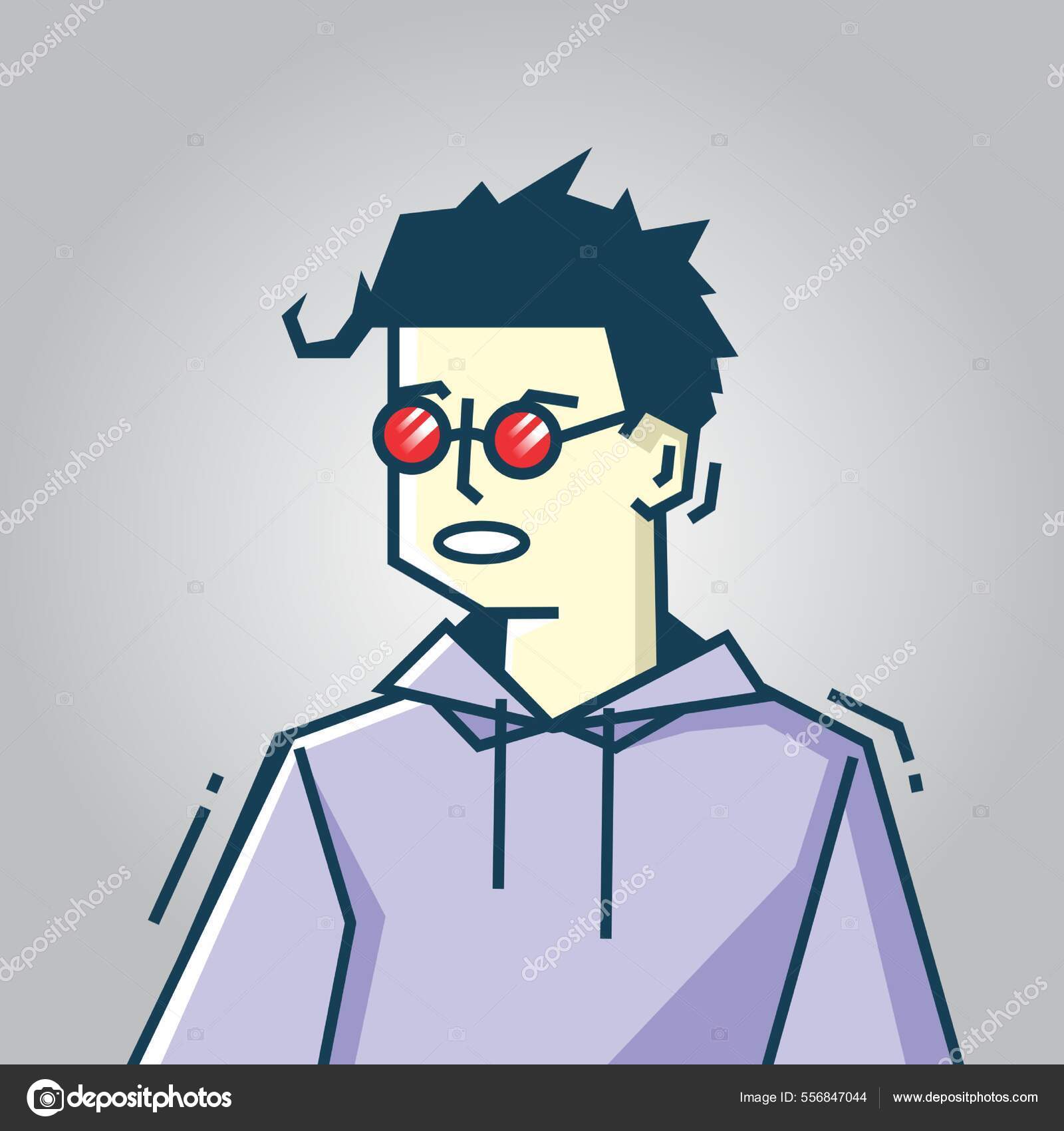 Square Face Character Stiff Art Style Illustration Design Stock ...