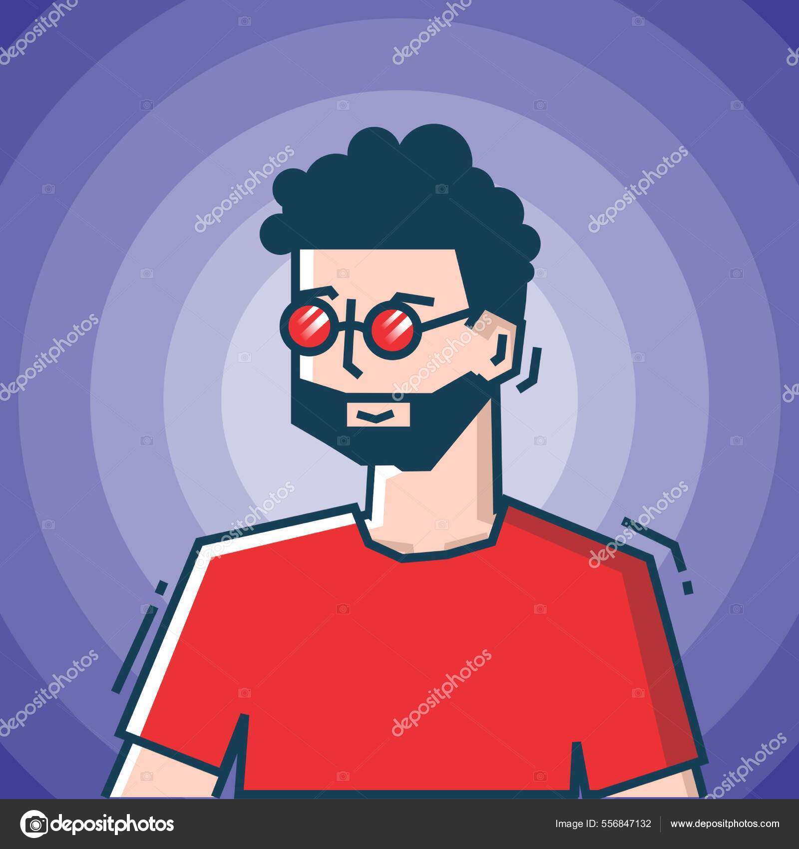 Square Face Character Stiff Art Style Illustration Design Stock ...