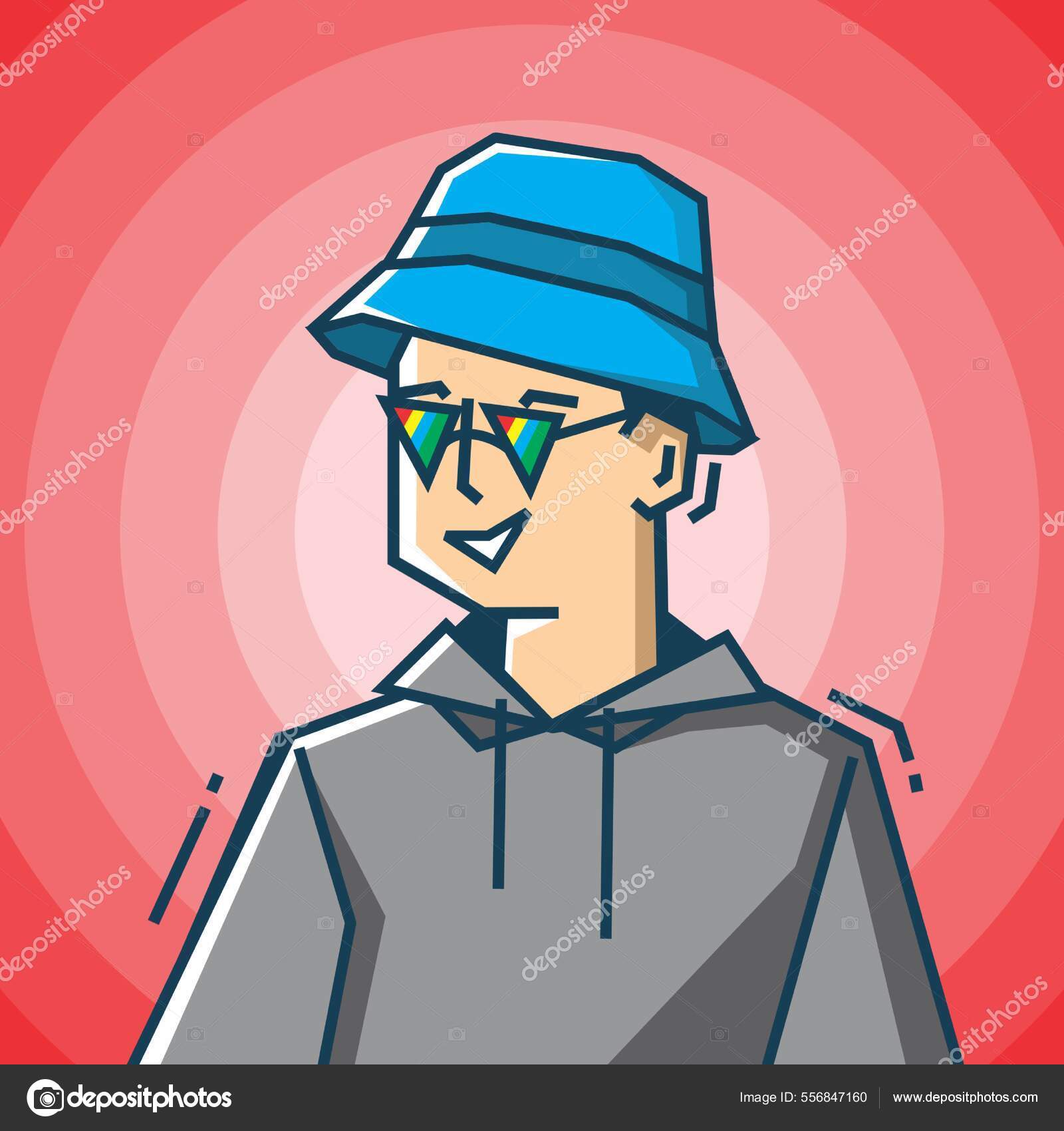 Square Face Character Stiff Art Style Illustration Design Stock ...