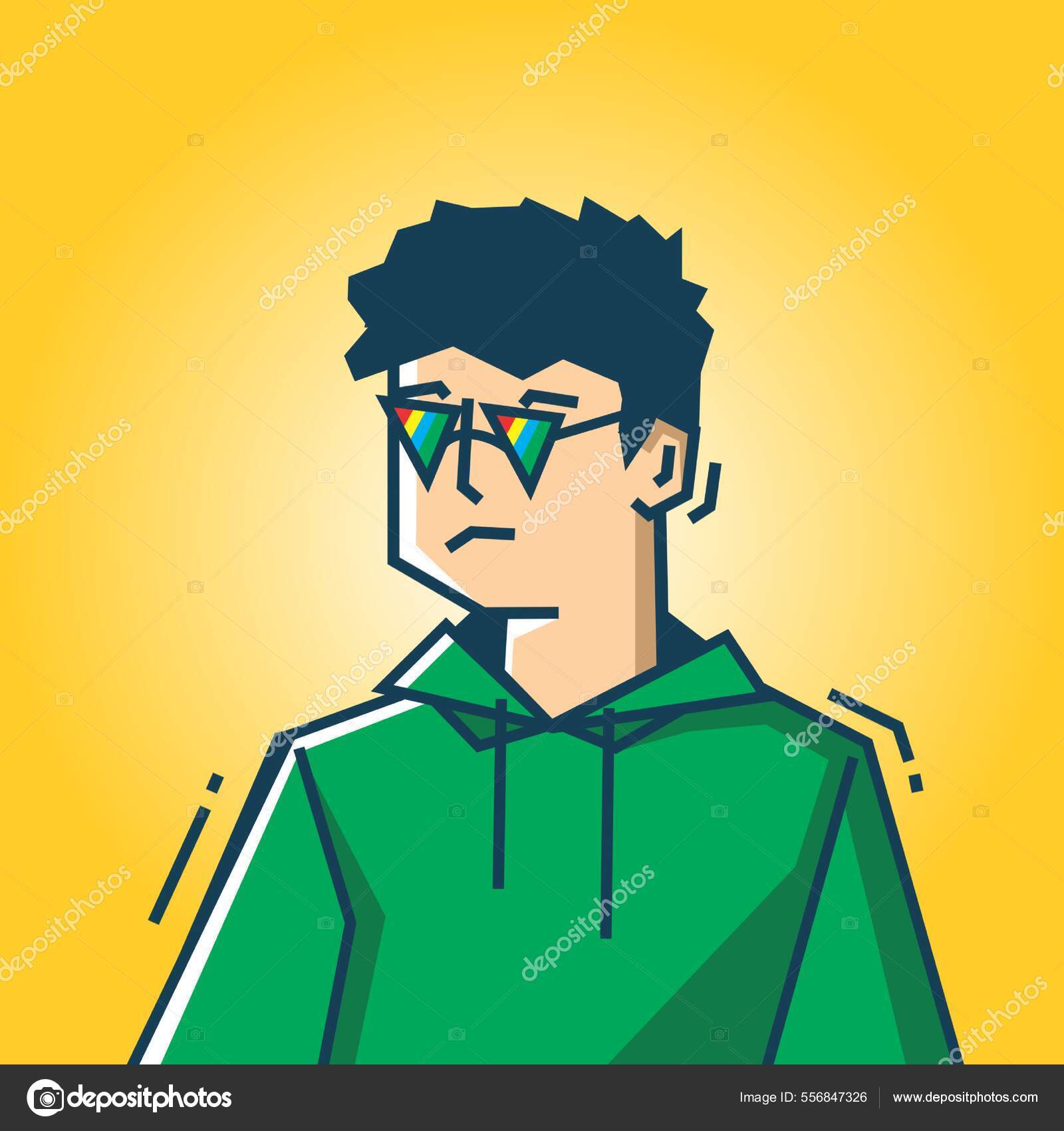 Square Face Character Stiff Art Style Illustration Design Stock ...