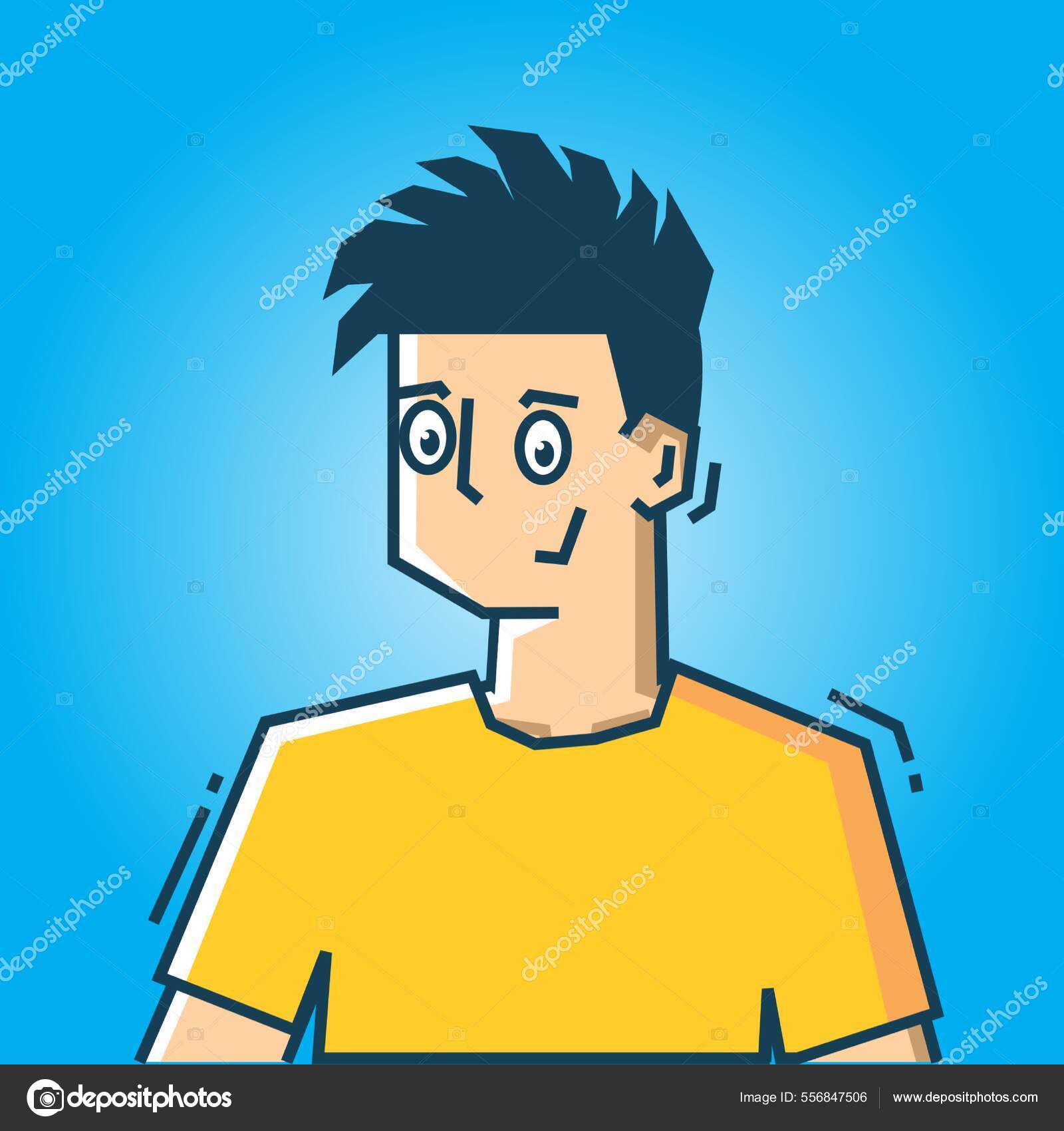 Square Face Character Stiff Art Style Illustration Design Stock ...