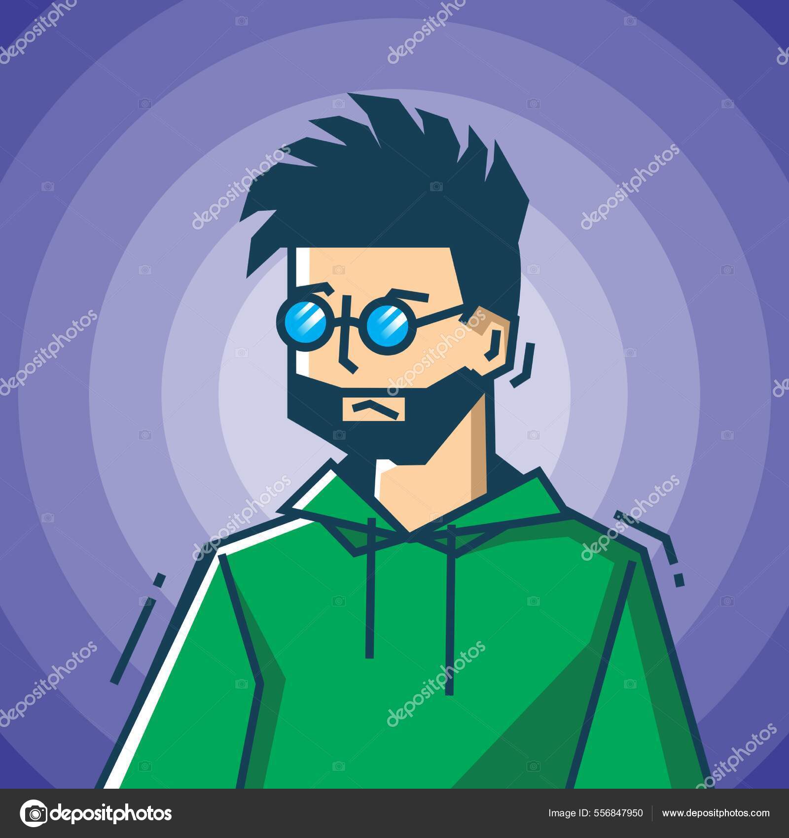 Square Face Character Stiff Art Style Illustration Design Stock ...