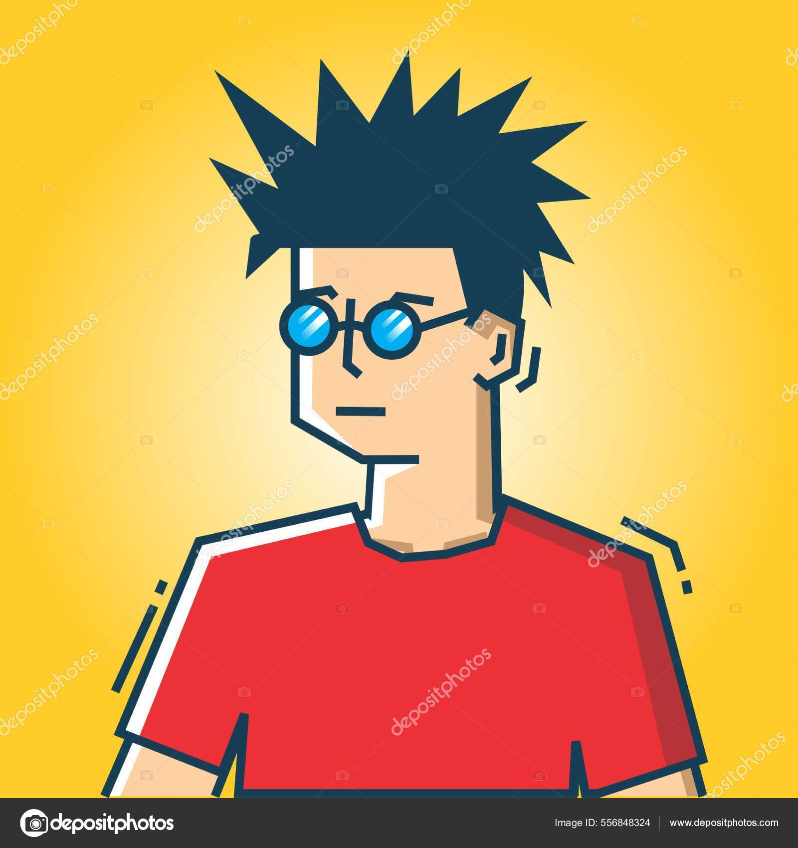 Square Face Character Stiff Art Style Illustration Design Stock ...