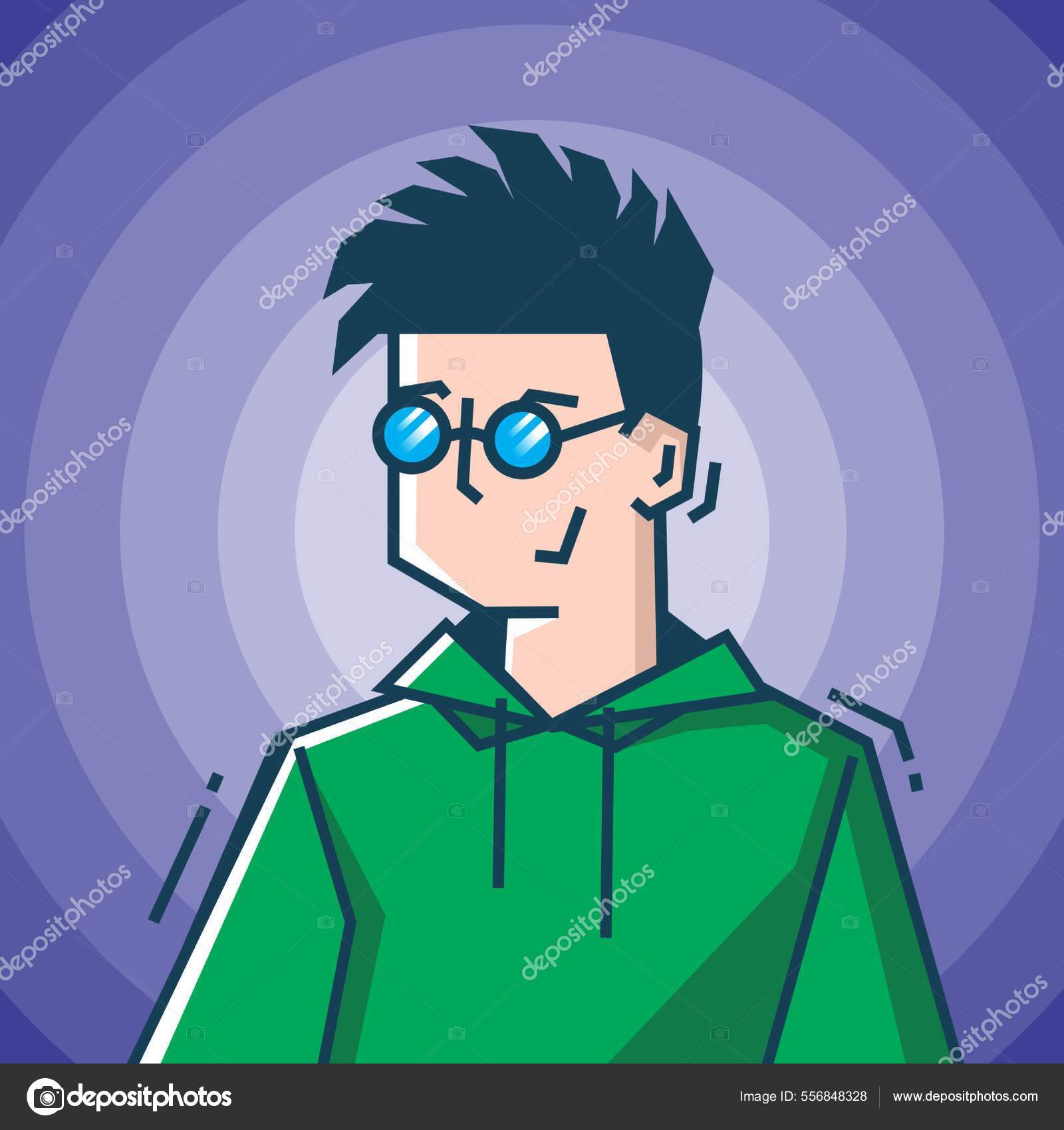 Square Face Character Stiff Art Style Illustration Design Stock ...