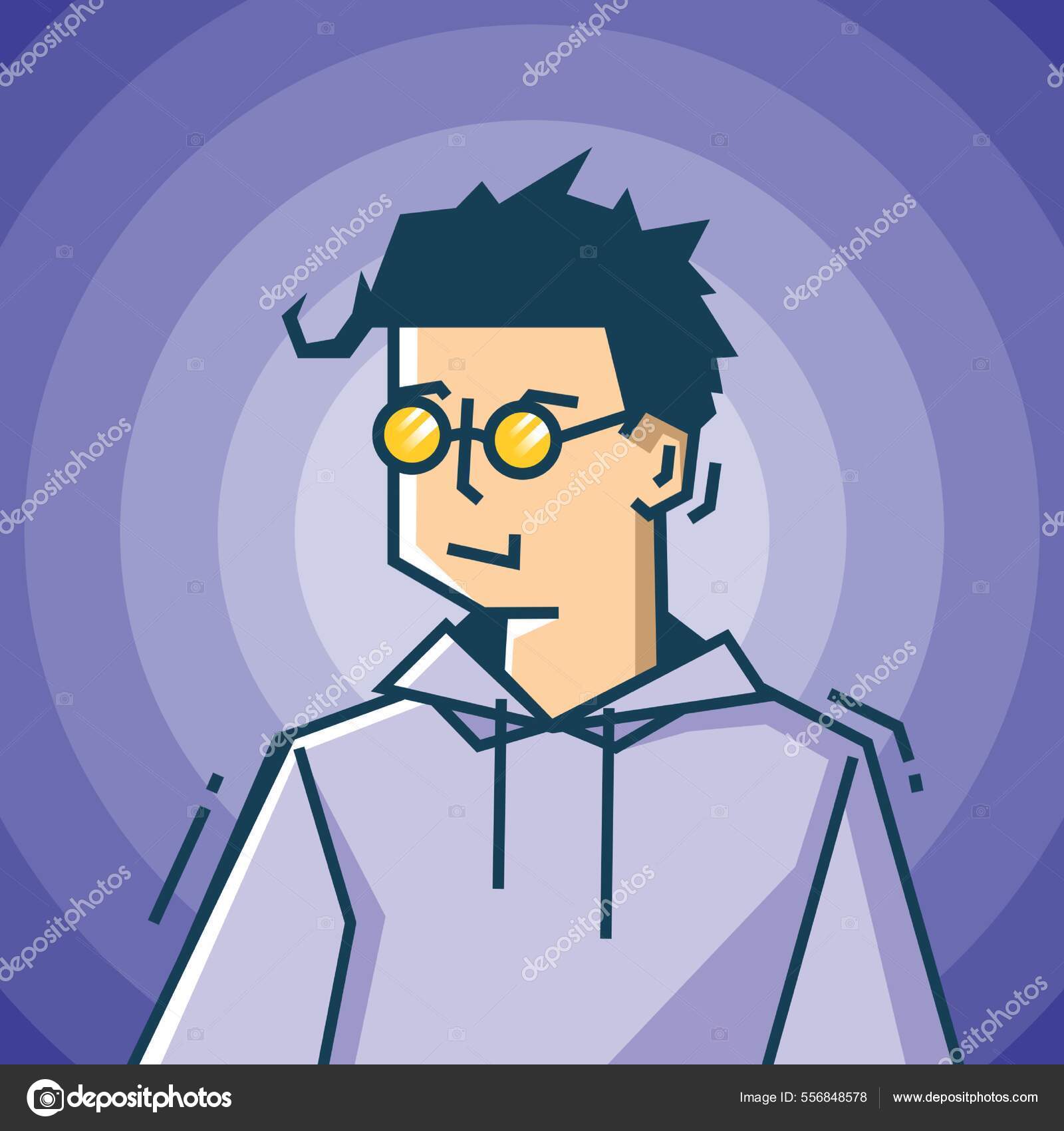 Square Face Character Stiff Art Style Illustration Design Stock ...