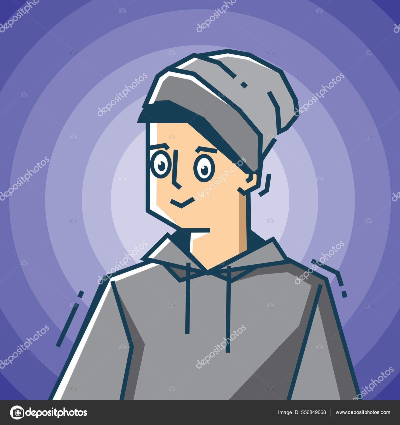 Square Face Character Stiff Art Style Illustration Design Stock ...