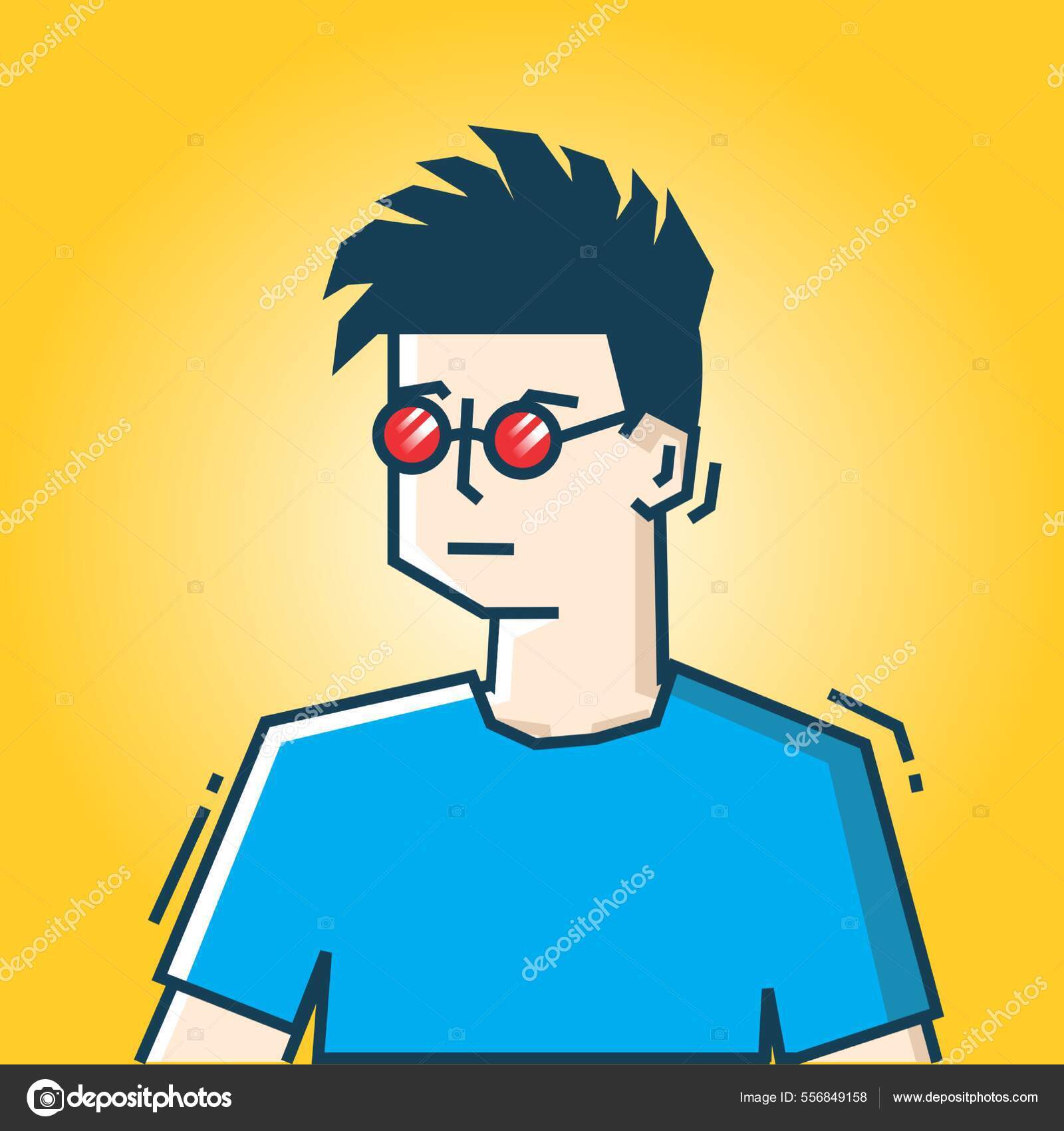 Square Face Character Stiff Art Style Illustration Design Stock ...