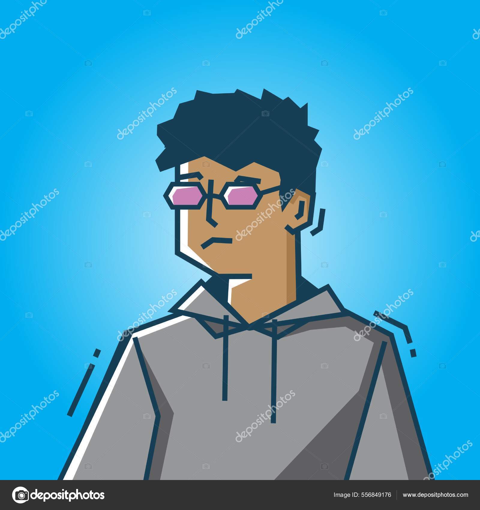 Square Face Character Stiff Art Style Illustration Design Stock ...