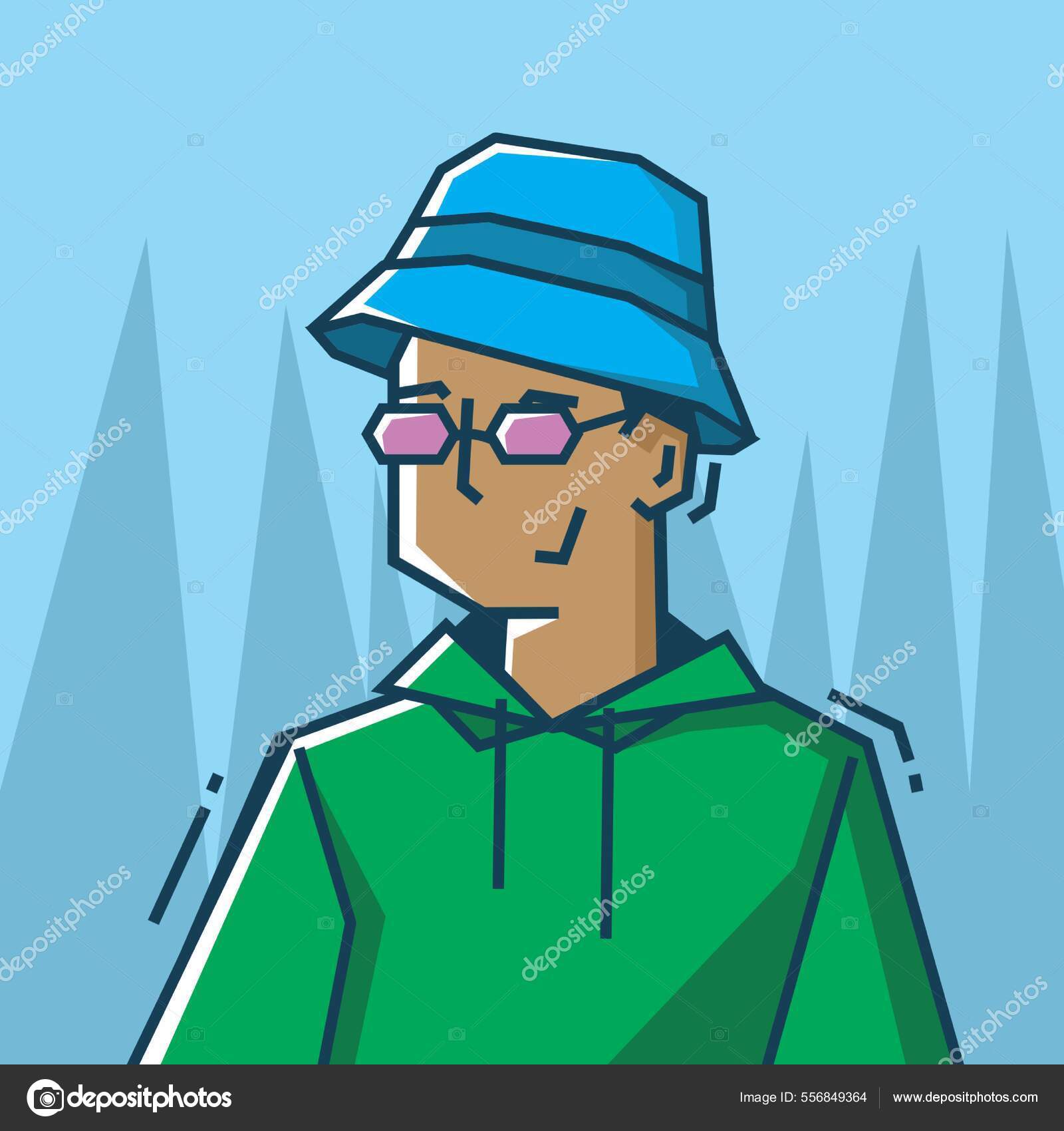 Square Face Character Stiff Art Style Illustration Design Stock ...