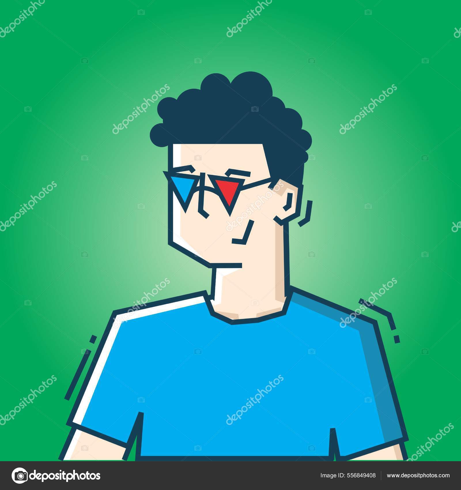 Square Face Character Stiff Art Style Illustration Design Stock ...