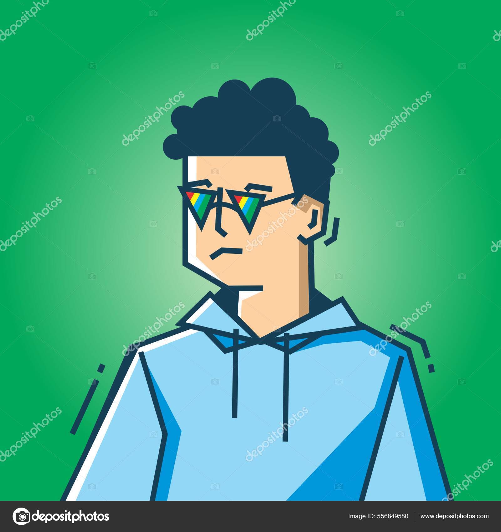 Square Face Character Stiff Art Style Illustration Design Stock ...