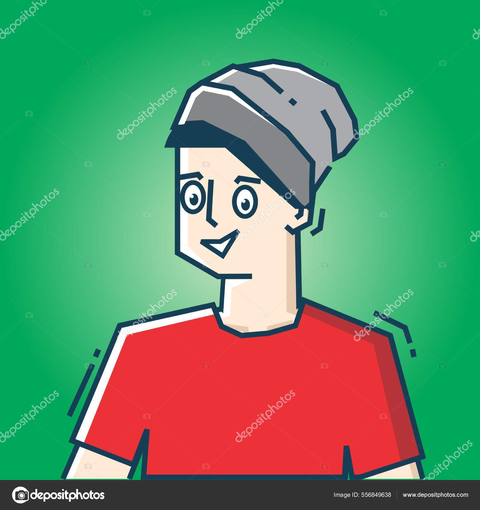 Square Face Character Stiff Art Style Illustration Design Stock ...