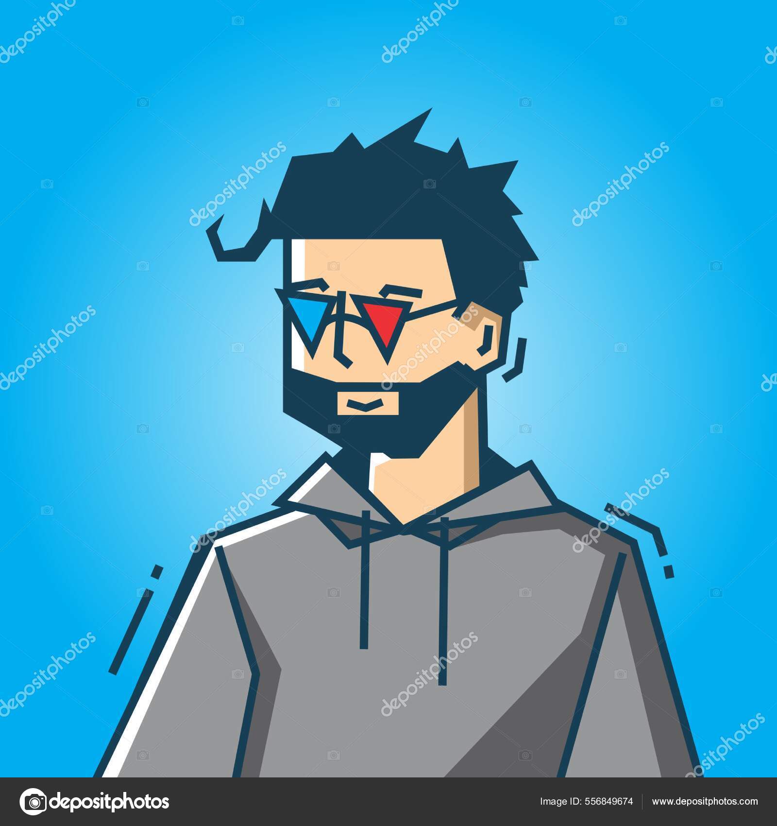 Square Face Character Stiff Art Style Illustration Design Stock ...