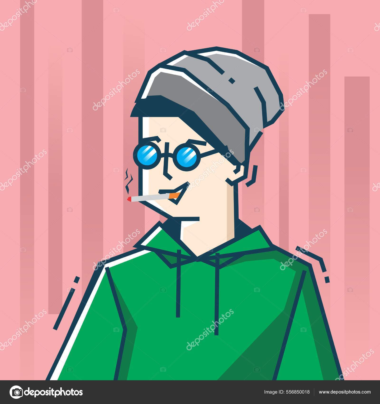 Square Face Character Stiff Art Style Illustration Design Stock ...