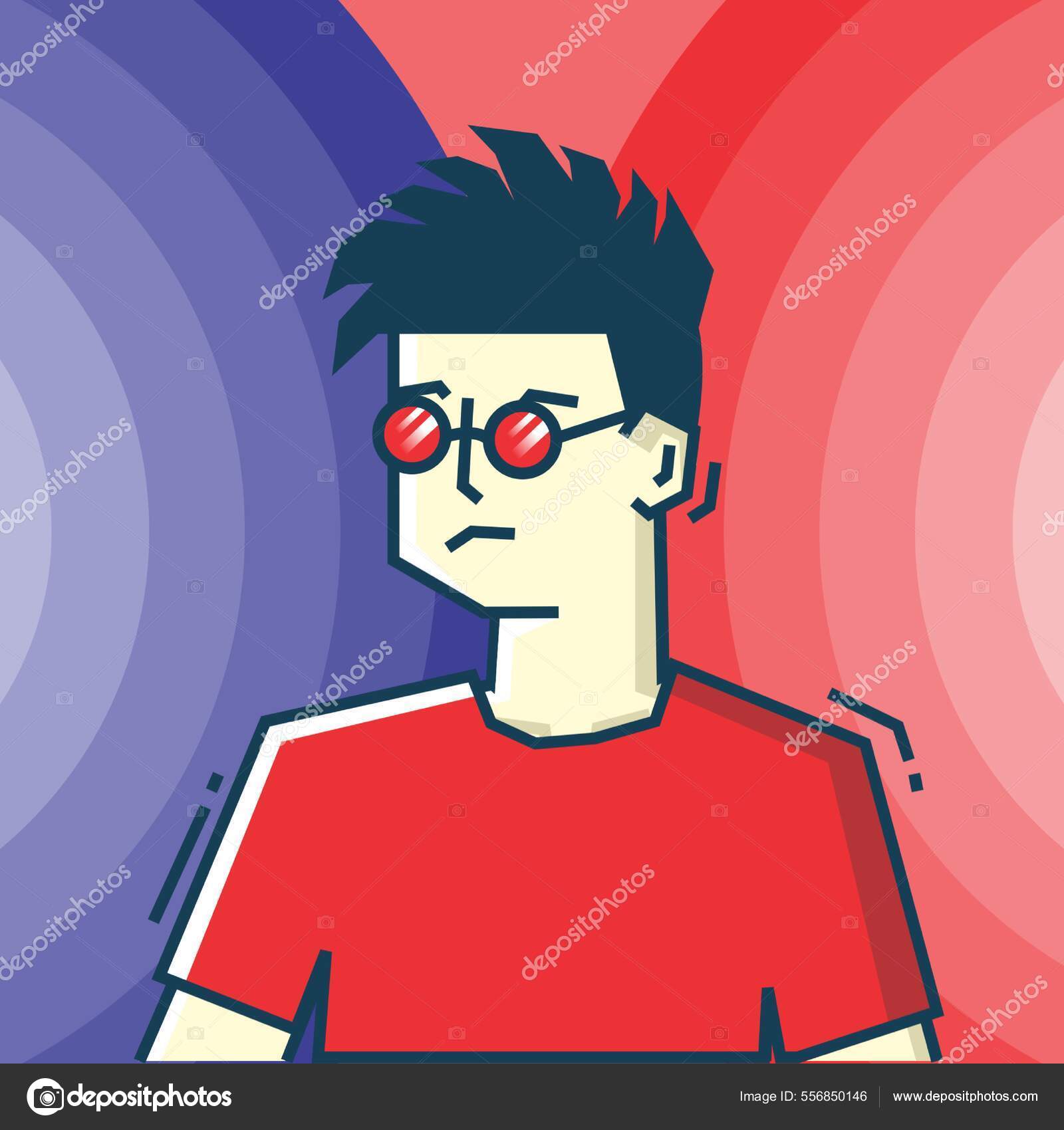 Square Face Character Stiff Art Style Illustration Design Stock ...