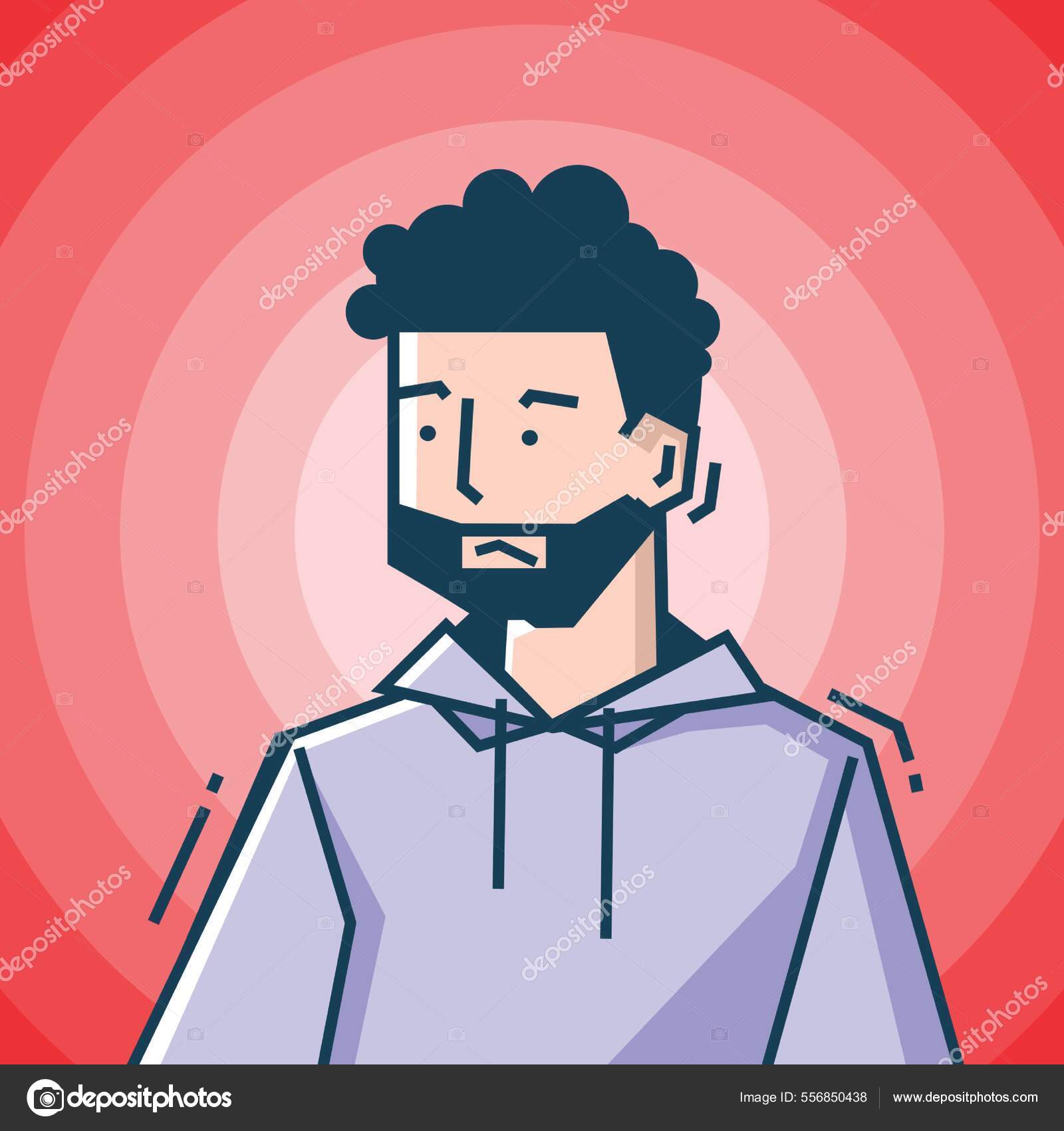 Square Face Character Stiff Art Style Illustration Design Stock ...